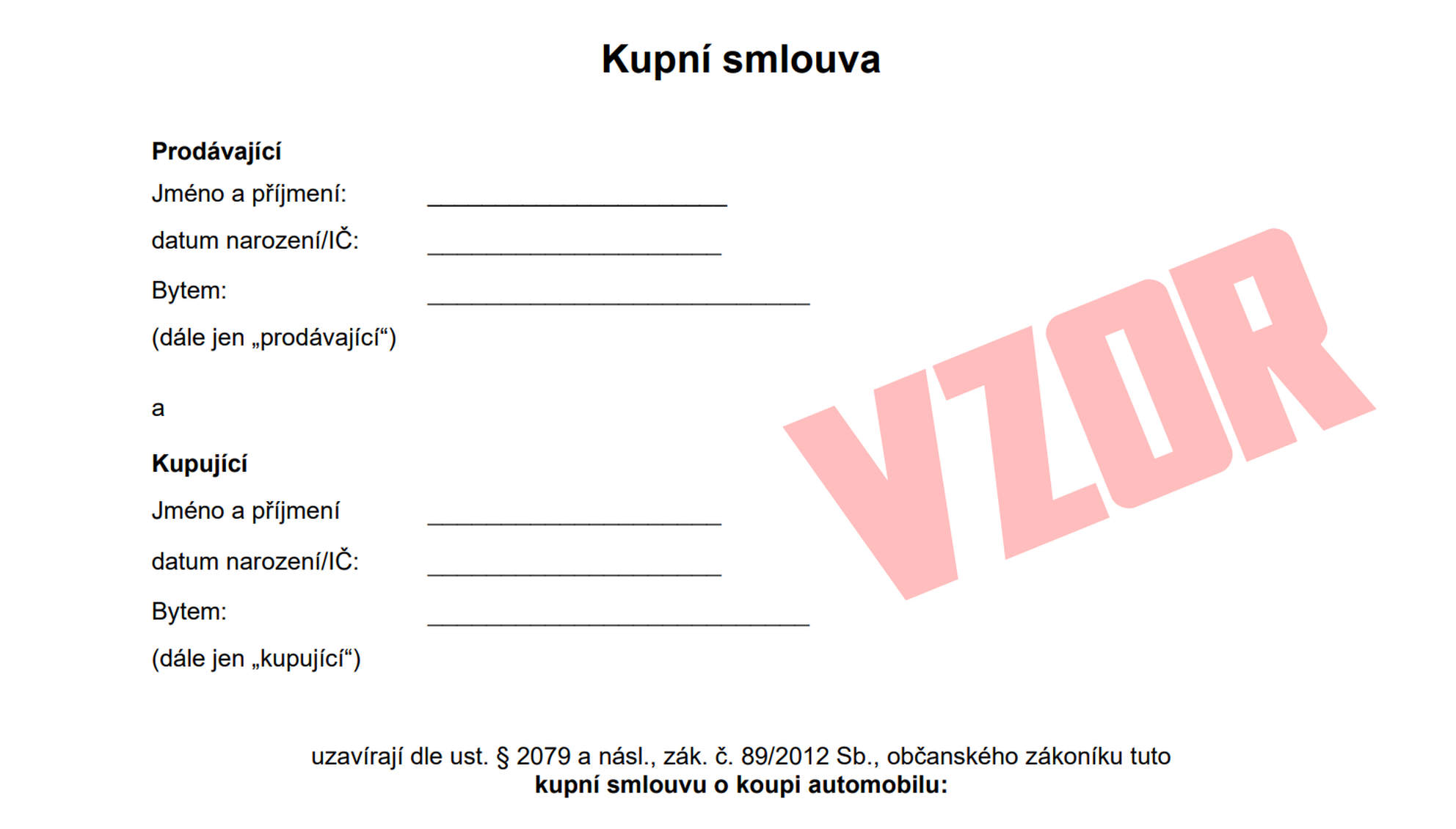 Kupní smlouva na auto 2025: Vzor ke stažení | Cebia.cz